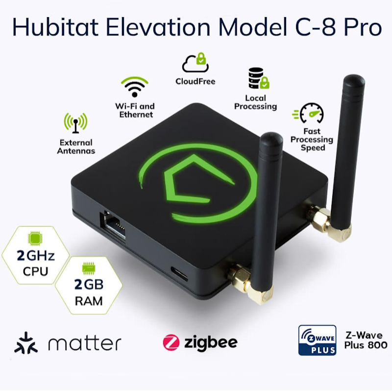 Hubitat Elevation C-8 PRO Hub Zigbee, Z-Wave, Matter