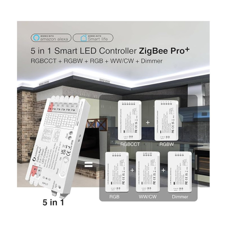 Controller Zigbee+RF PRO pentru banda LED 5 in 1