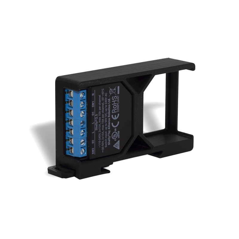 Double rail adapter DIN for Shelly 2.5 and Shelly EM smart relay