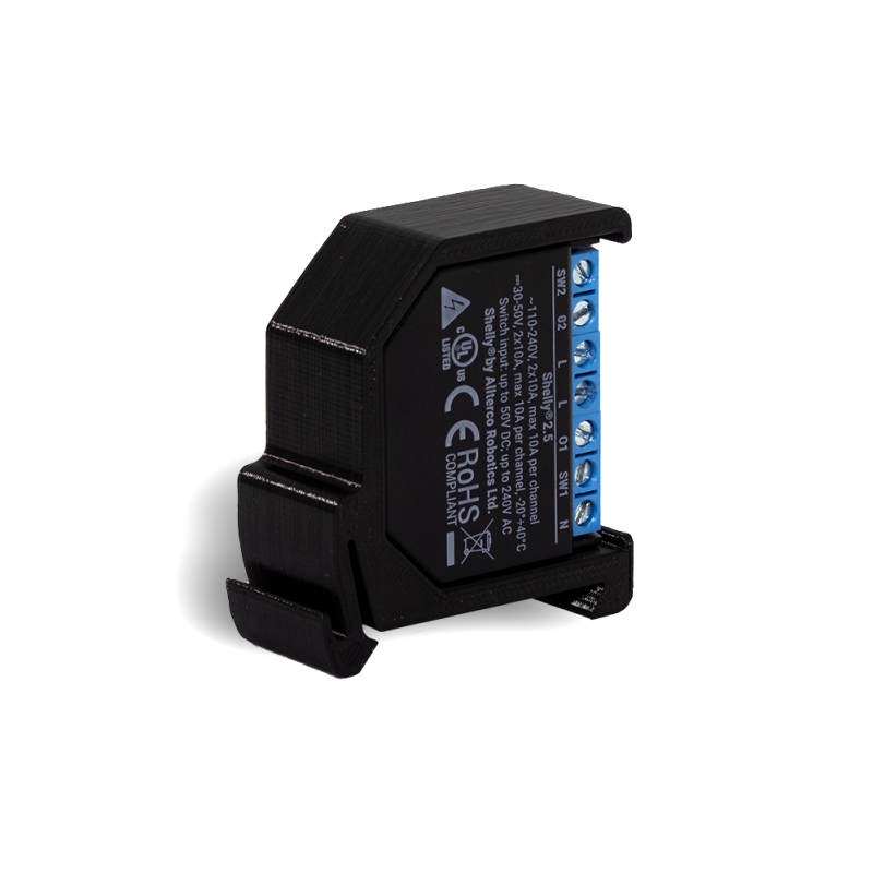 DIN Mini Rail Adapter for Shelly 2.5 and Shelly EM Smart Relay