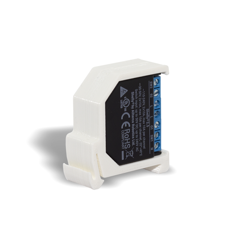 DIN Mini Rail Adapter for Shelly 2.5 and Shelly EM Smart Relay