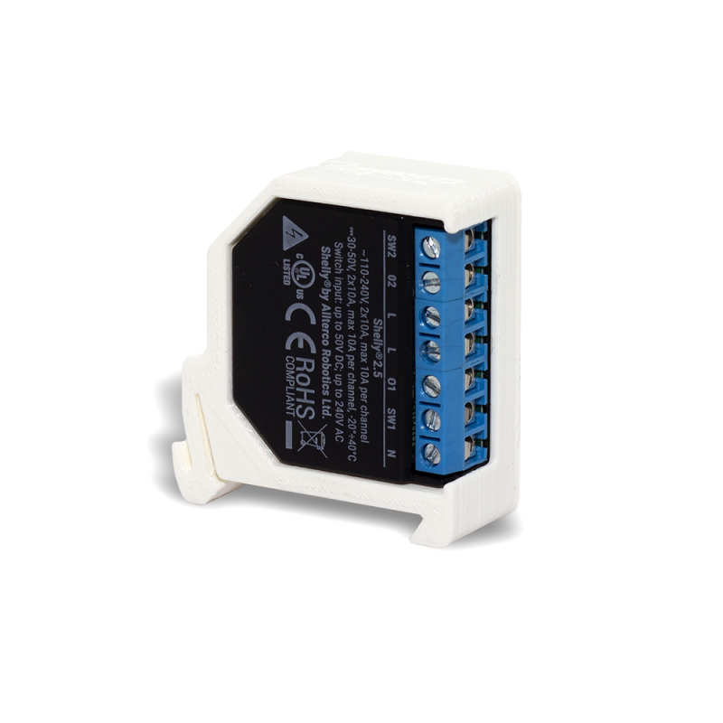 DIN Mini Rail Adapter for Shelly 2.5 and Shelly EM Smart Relay